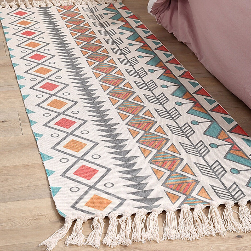 Runner Area Rug for Living Room Macrame Boho Tapestry Tassels Bathroom ...