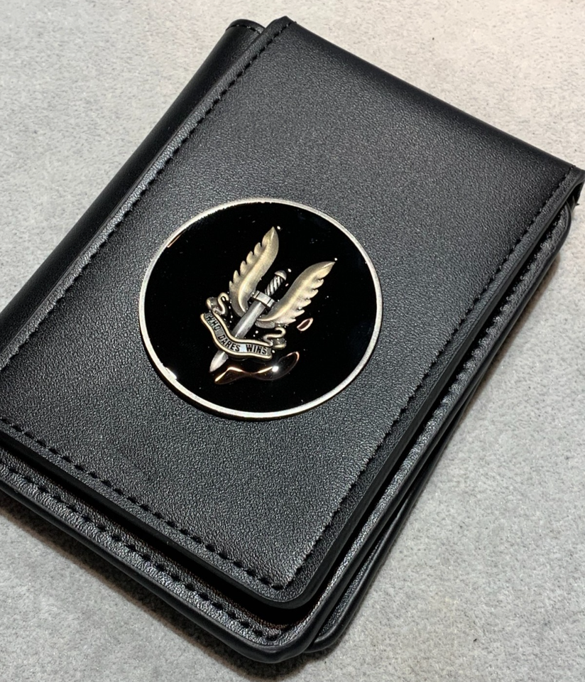 Leather ID Card & Badge Wallet - SAS Special Air Service "Who Dares ...