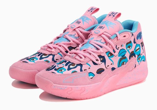 Men Puma MB.03 Kid Super Melo Basketball Shoes Sz 10.5 Pink Blue White ...