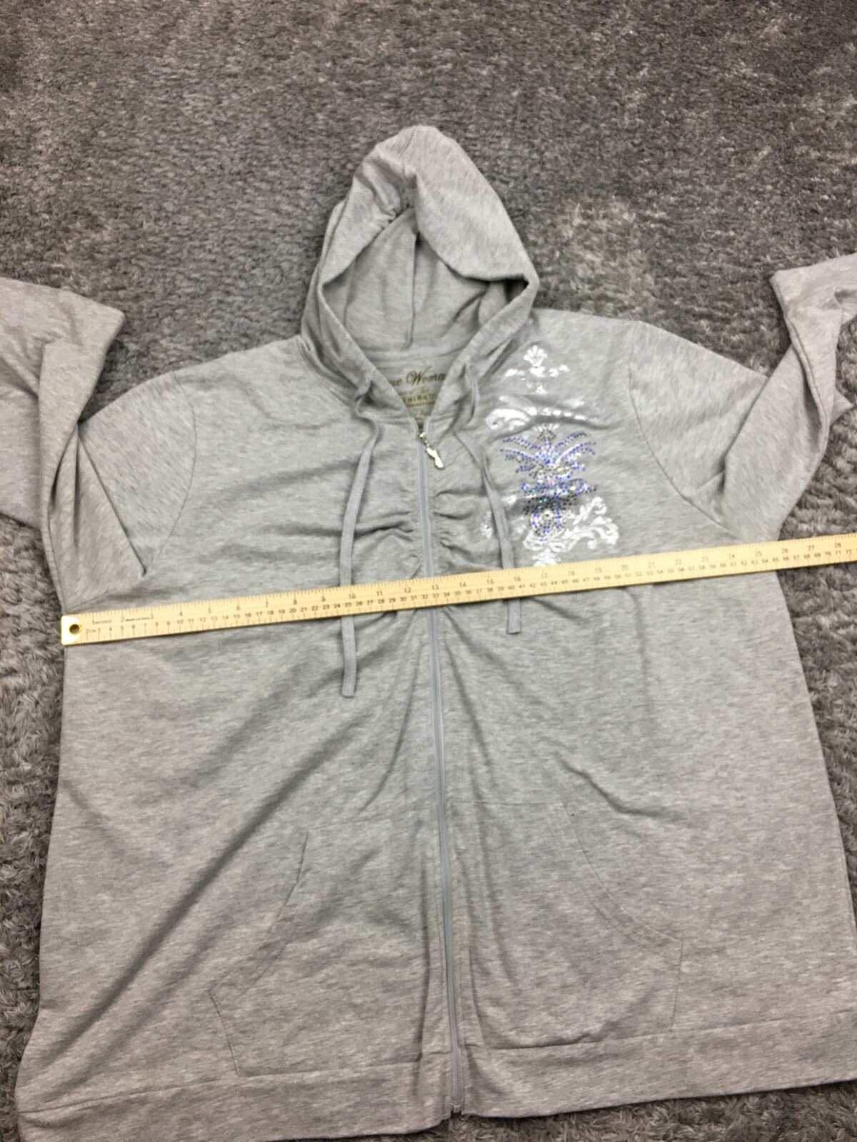 Onque Jacket Womens Size 2X Gray Full Zip Plus Woman Cotton Stretch | eBay