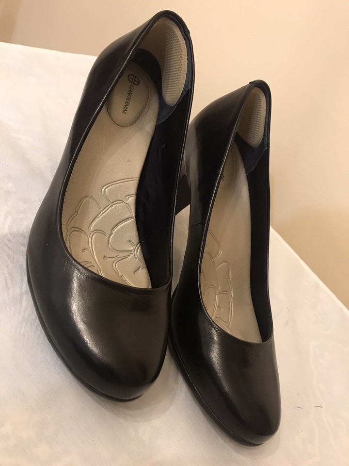 GIANI BERNINI WOMEN'S BLACK PATENT LEATHER HEEL PUMPS SHOES SIZE 8M PRE ...