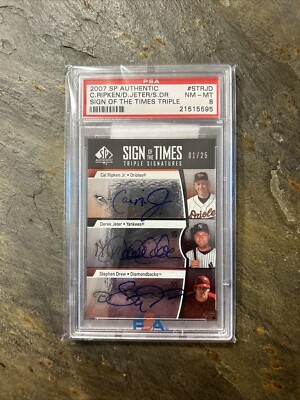 2007 SPA Sign of The Times Triple Auto Derek Jeter Cal Ripken Jr 1/25 ...