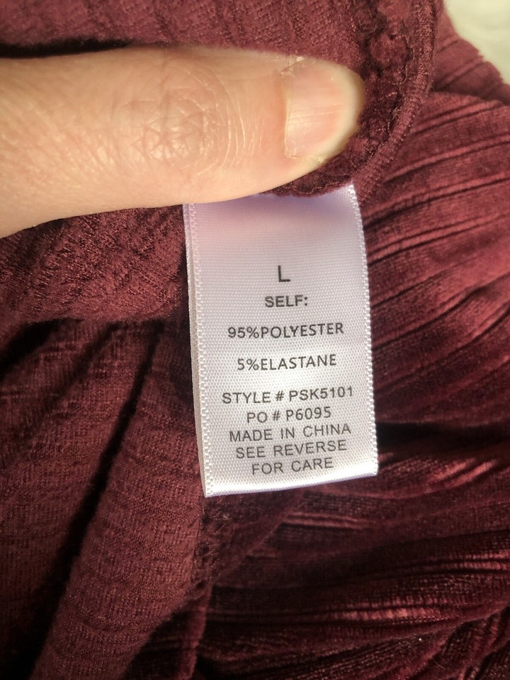 Polagram Ribbed Velour Jumper Overall Dress Large Burgundy Adjustable ...