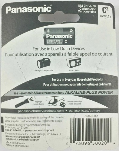 New 2 Pack Panasonic C-Size C TYPE Battery Super Heavy Duty Batteries ...