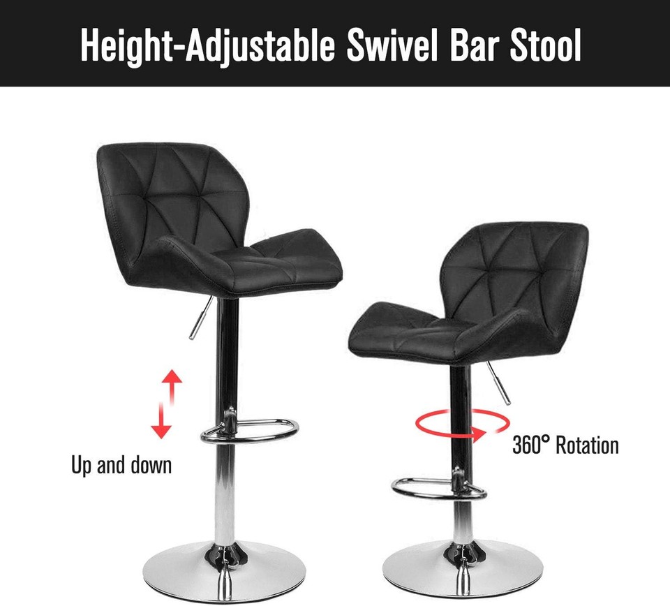 2-Pack Adjustable Swivel Bar Stools with Shell-Shaped Back - PU Leather ...