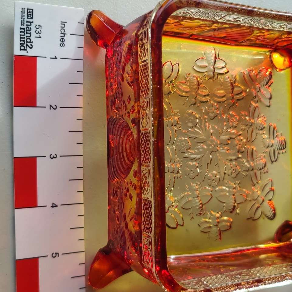 VTG 1968 Indiana Glass Amberina beehive candy dish RARE splayed foot honey bee | eBay