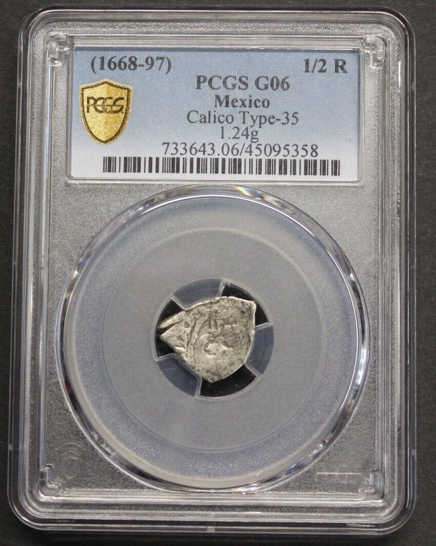 (1668-97) MEXICO 1/2 REAL COB PCGS G06 CHARLES II SILVER COLONIAL ERA ...