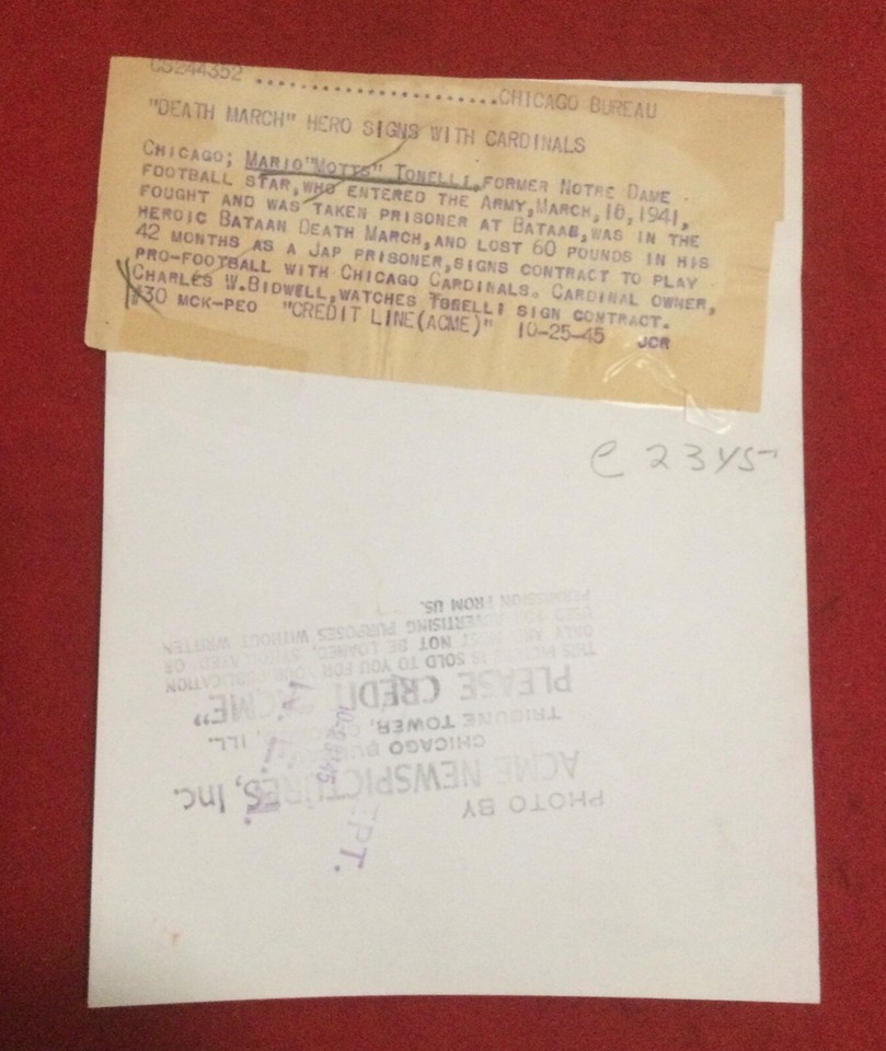 1945 Charles Bidwell-Rare Football Hall of Famer" Sign Contract w/Mario ...