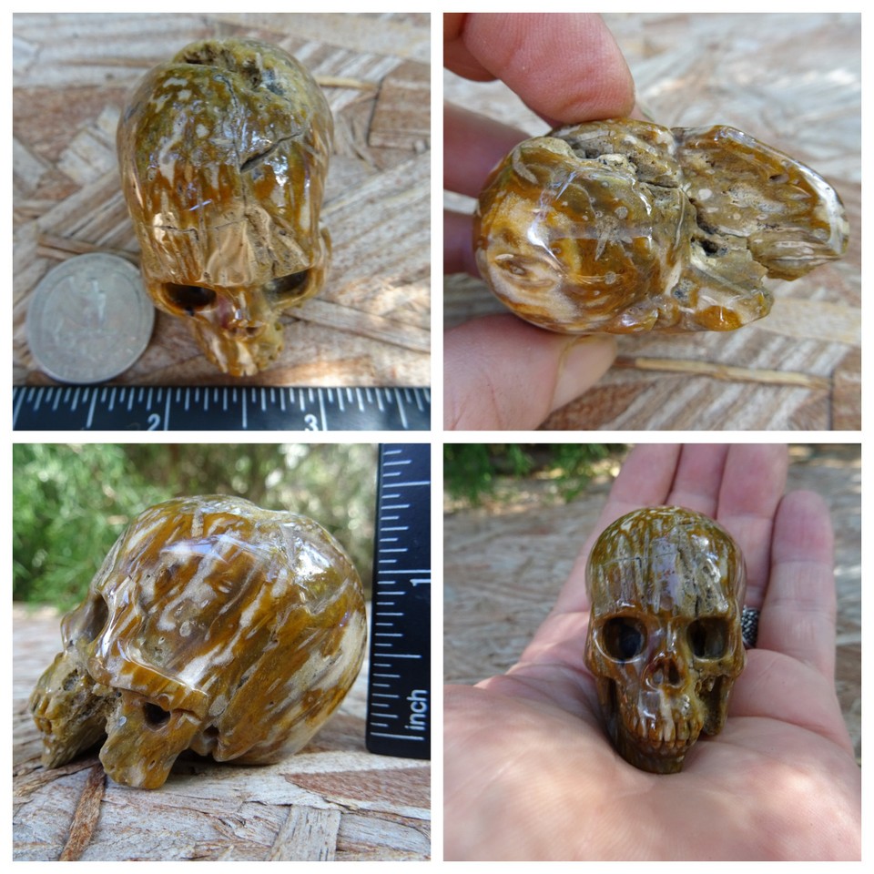 2.06" Unknown Stone Skull Hand Carved Realistic 2.7oz 77.0g Crystal ...