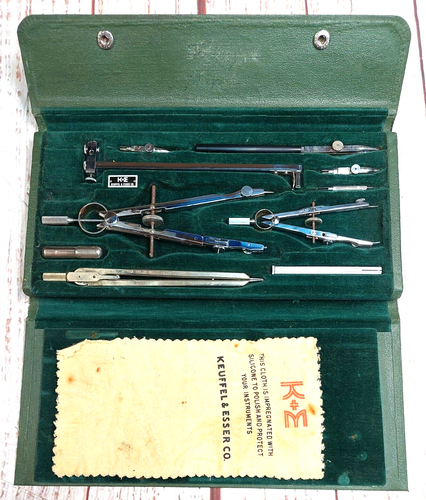 Keuffel Esser K E Drafting Tool Set Mechanical Drawing Utensils & Case ...