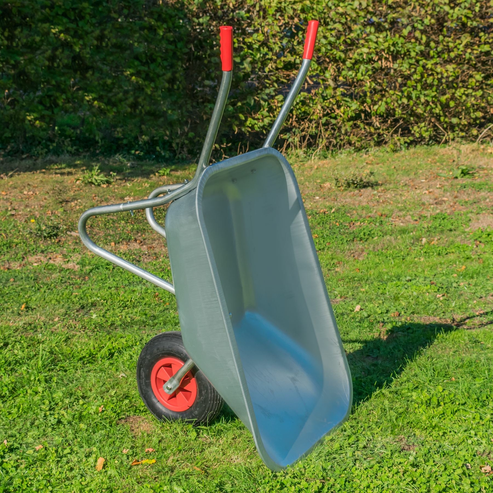 80L LITRE WHEELBARROW GALVANISED STEEL OUTDOOR WHEEL BARROW PNEUMATIC ...
