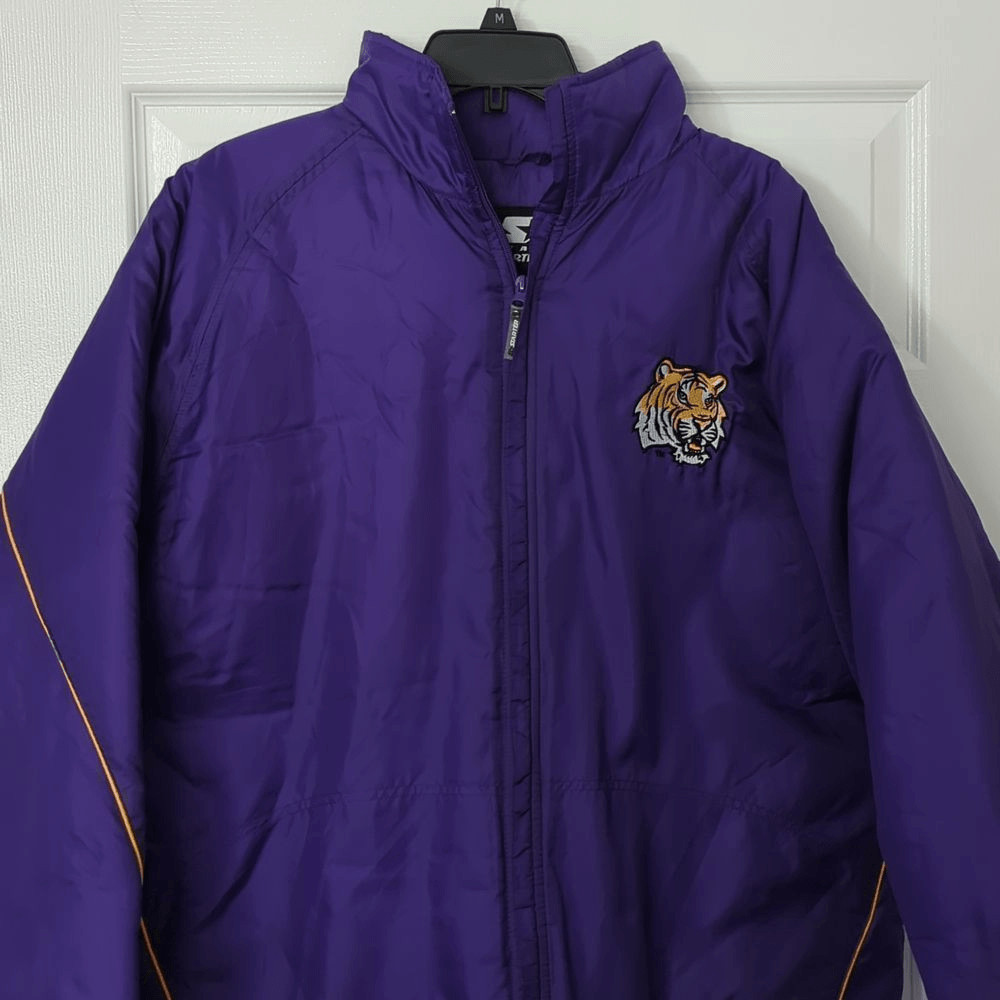 STARTER Vintage LSU Tigers Puffer Jacket. Men's Large. - Gem