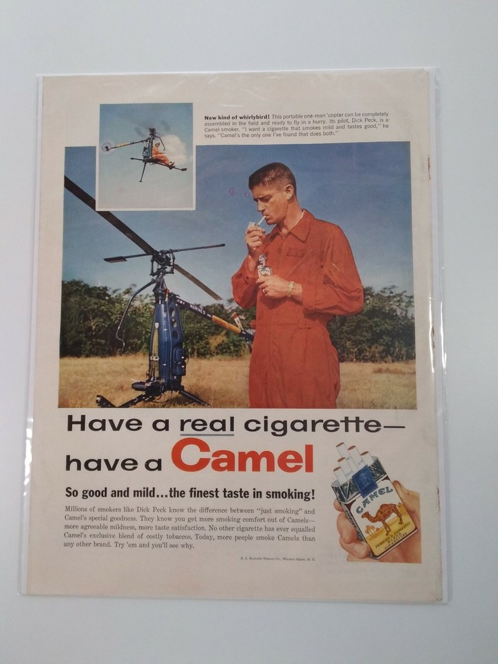 Camel Cigarette Print Ad Original Vintage 1950s Copter Pilot Dick Peck ...