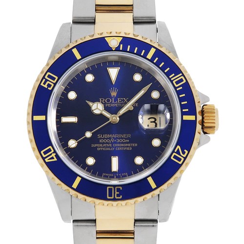 ROLEX SUBMARINER Date 16613 Blue T Number second hand mens | eBay