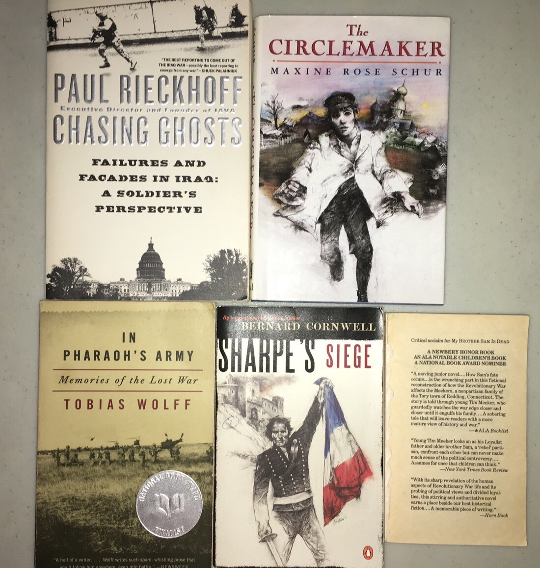 Lot of 5 War Military Theme Books Chasing Ghosts In Pharaoh's Army and ...