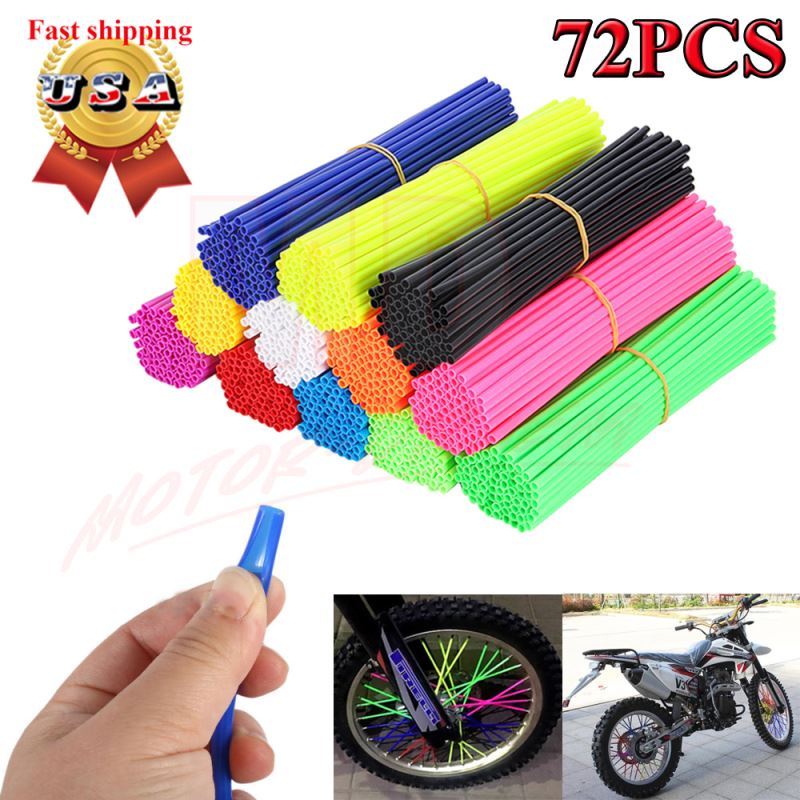 72PCS Motocross Spoke Skins Covers Wraps Wheel Rim Guard Protector for ...