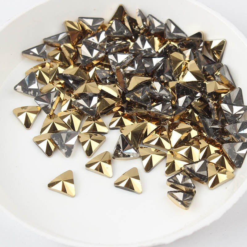 Small Triangle Bead Clear Nail Art Rhinestone 30/100Pcs Crystal Stone ...