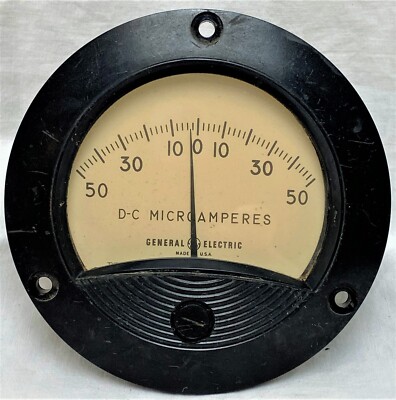 Vintage GE D-C Microamperes Gauge Type DO-71 E-2, 50ua steampunk ...