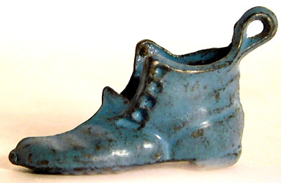 VINTAGE 1920 METAL CRACKER JACK SHOE BOOT CHARM GRIDDED SOLE BLUE | eBay