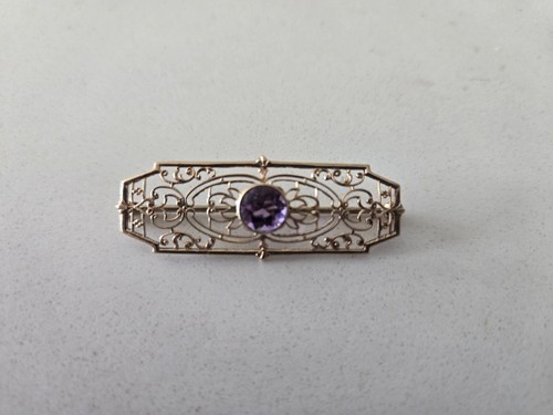 Victorian 10k Amethyst Filigree Broach | eBay