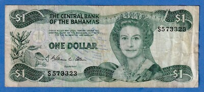 Bahamas $1 1984 P-43a Circulated Note - Queen Elizabeth Portrait ...