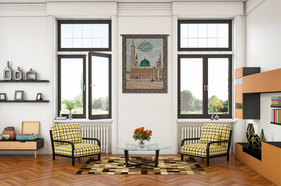 European Tapestry - Imported Mosque Design, Religious, Islamic Wall Art ...