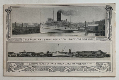 1900s Postcard Fall River MA Newport RI Fall River Line Landings ...