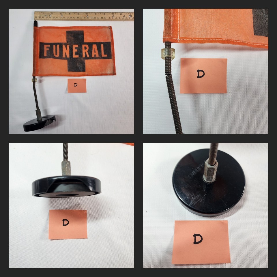 Vintage Funeral Home Car Procession Flag w/ Magnetic Base Macabre ...