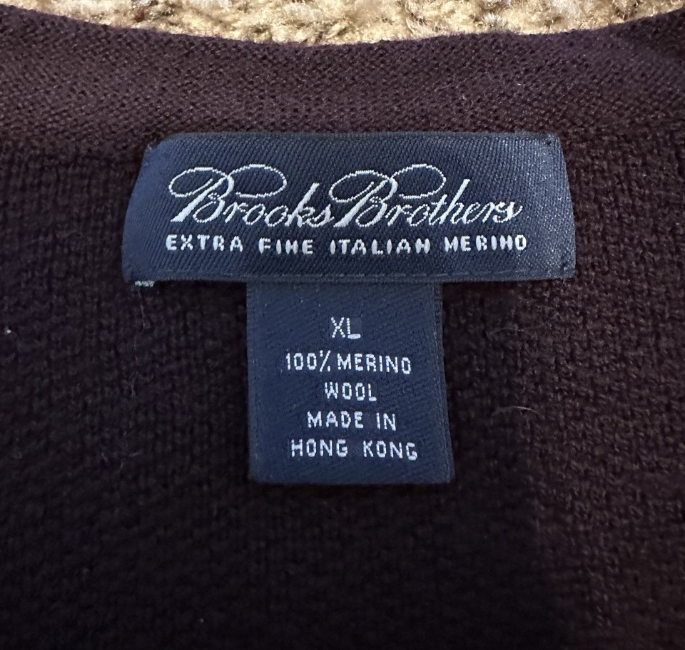 Brooks Brothers Men's V Neck 100% Merino Wool Sweater XL EUC Maroon ...