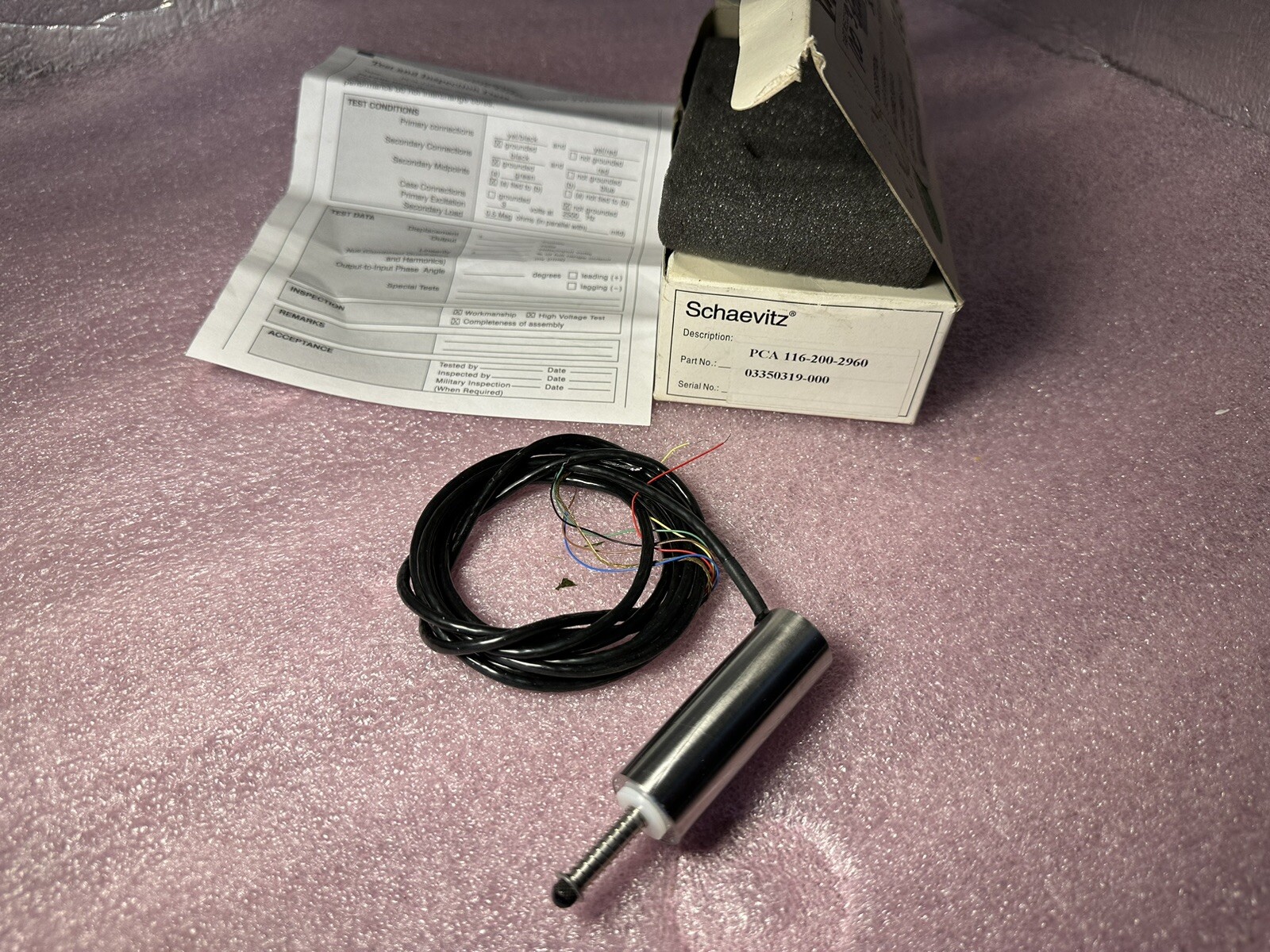 SCHAEVITZ SENSOR PCA-116-200-2960 LINEAR VARIABLE TRANSDUCER 03350319 ...