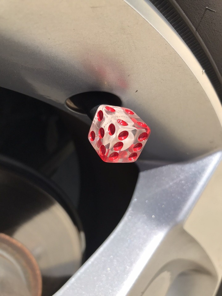 2X Clear Dice Red Dots Valve Stem Cover Caps Car Truck Bike Motorcycle ...