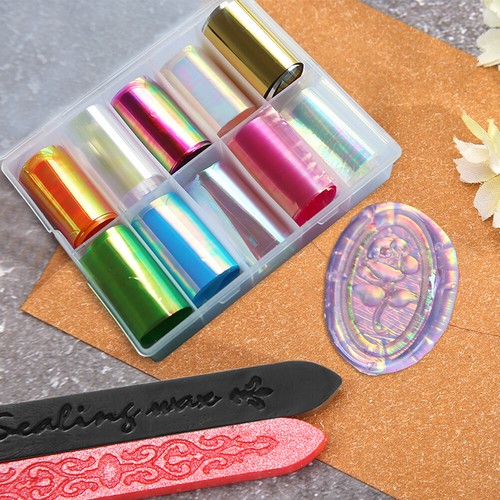 10 Rolls/box DIY Crystal Seal Paper Colorful Cuttable for Scrapbooking ...