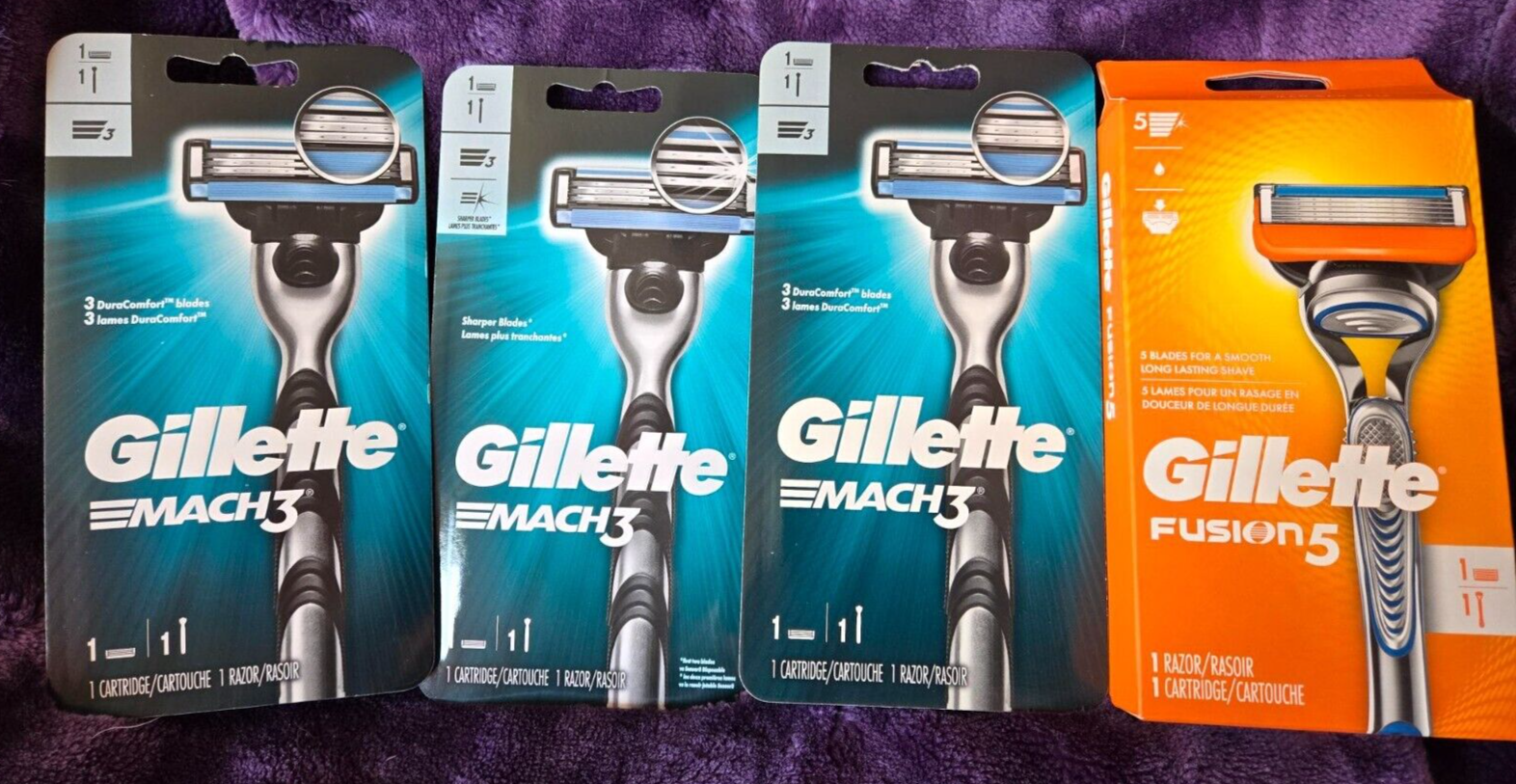 4 new packs men's Gillette Mach 3, Fusion 5 Cartridge Razors, Free ...
