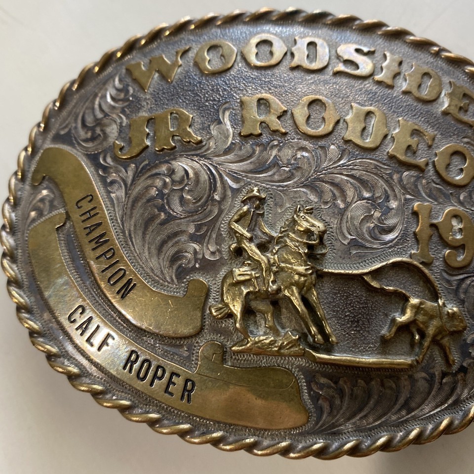 Woodside Jr Rodeo 1995 Champion Calf Roper Gary Johnson belt buckle ...