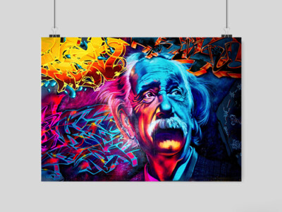 ALBERT EINSTEIN TRIPPY A3 SIZE POSTER PSYCHEDELIC WALL ART ABSTRACT ...