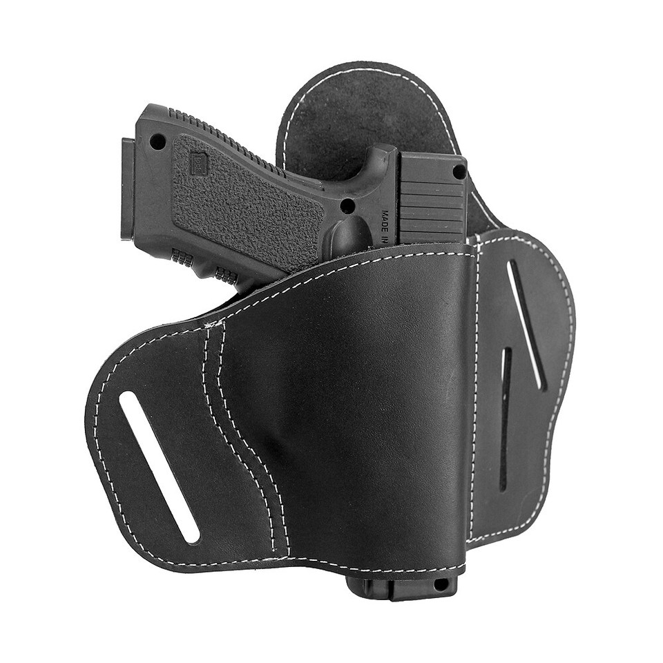 3 Slot Pancake Style Leather Gun Holster Handgun Belt OWB Holster ...