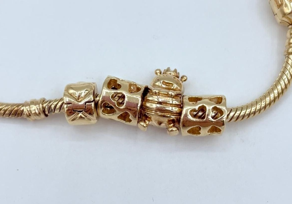 PANDORA Bracelet 100% Authentic 14K Gold Barrel Clasp Snake Chain with ...