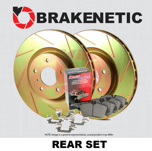 REAR BRAKENETIC Sport Slotted Brake Rotors + Ceramic Pads SRT10 35. ...