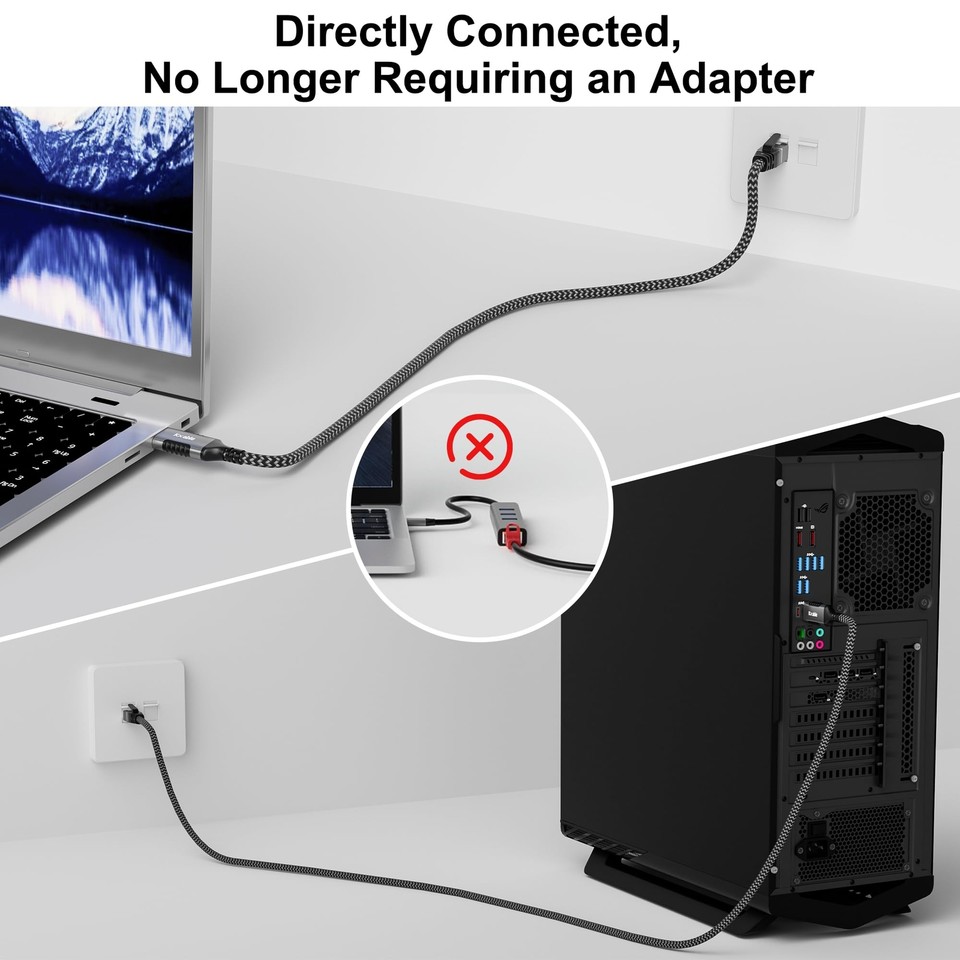 USB to Ethernet Cable 25 FT USB 3.0 A Male to RJ45 Male Cord Directly ...