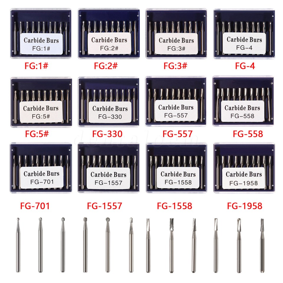 10-100pcs Dental Tungsten Carbide FG Burs Round Bur For High Speed ...