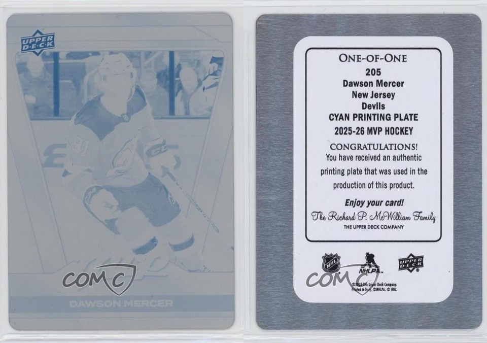 2025-26 Upper Deck MVP SP Printing Plate Cyan 1/1 Dawson Mercer #205 | eBay