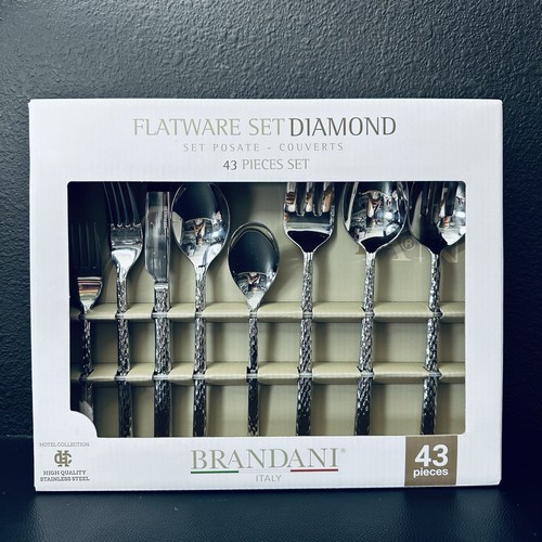 43 Brandani Stainless Flatware Diamond Set 8 place Settings | eBay
