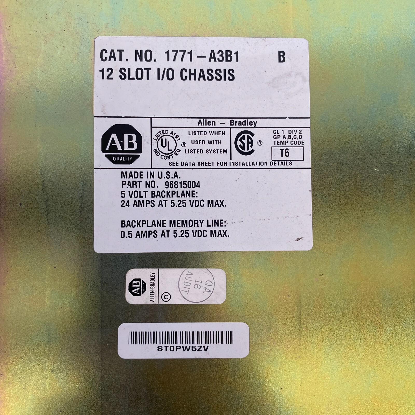 Allen Bradley 1771-A3B1 b PLC-5 12 Slots I/O Chassis Assembly Backplane ...