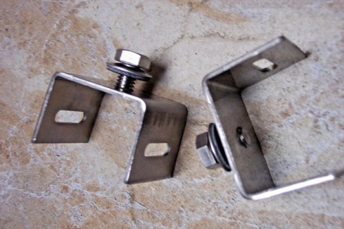 2 STAINLESS STEEL ROAD STREET SIGN MOUNTING BRACKETS BAND HARDWARE USA ...