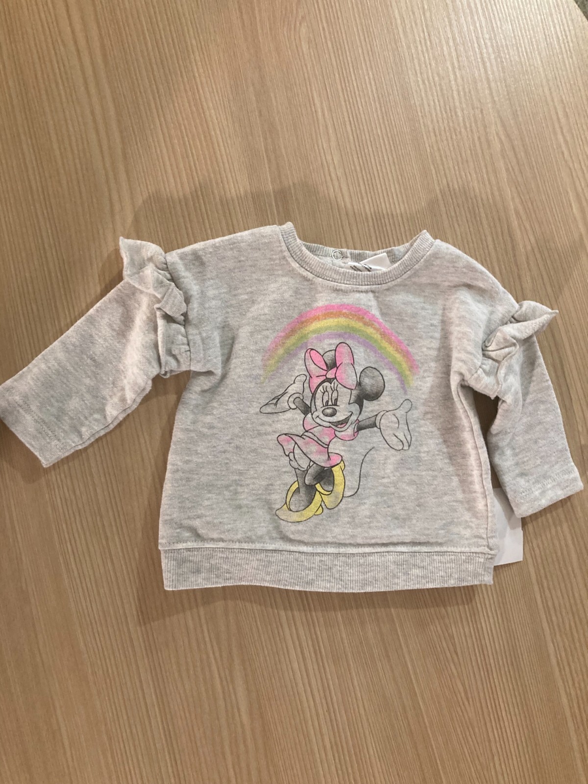 Disney Baby Gray Minnie Mouse Long Sleeve Sweatshirt 3-6 Months Rainbow ...