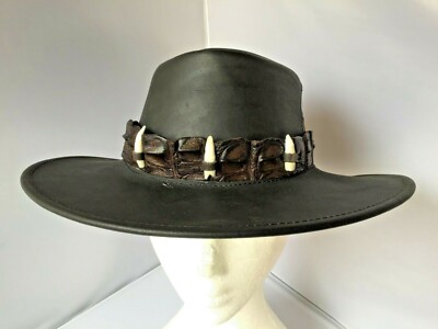 Genuine Crocodile Leather hatband 3 Teeth Australian made Dundee hat ...