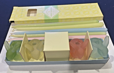 WILLIAMS SONOMA SPRING Bunny Rabbit Taper Candle Holders Tiny Taper Set ...