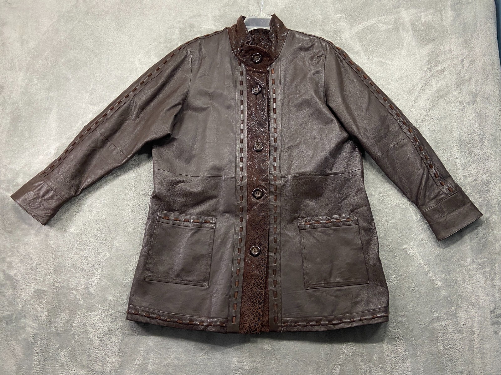 Vintage Venezia Jacket Women's A4 48 Brown Leather Overcoat Outdoors ...