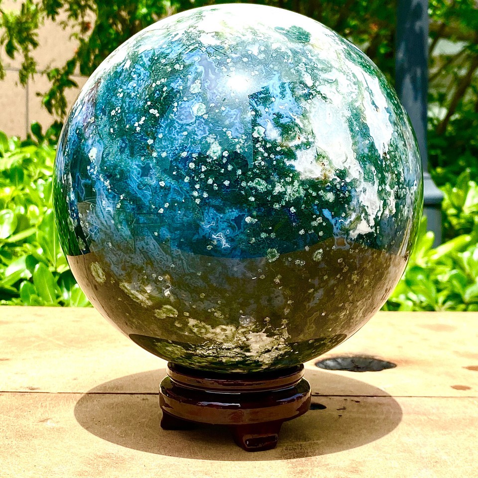 18.3LB Natural Water Grass Agate Ball Quartz Crystal Ball Healing | eBay