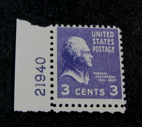 US Stamps Scott# 807 Jefferson W/P# 1938 MNH L576 | eBay